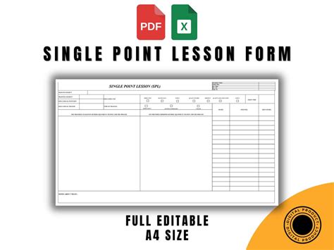 Single Point Lesson Template Editable Excel And Printable Pdf Iso 9001 Compliant Customizable