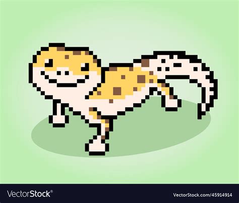 8 Bit Pixel Gecko Colored Yellow Lizards Pixel Vector Image