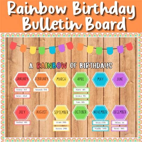 Rainbow Birthday Bulletin Board Kit Classroom Decor Printable
