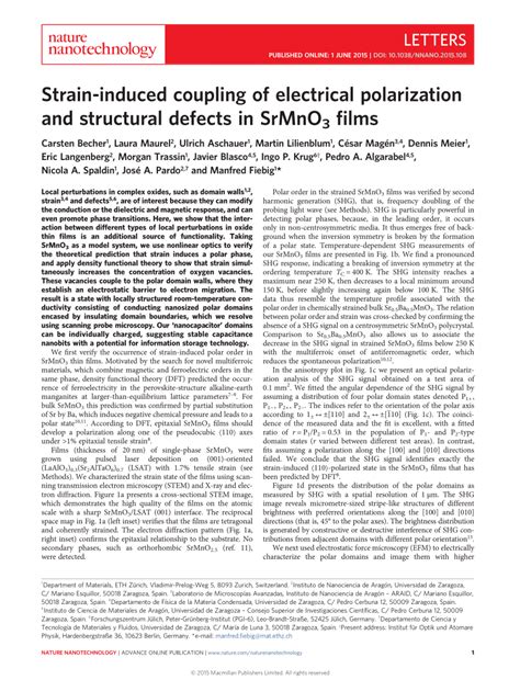 Pdf Strain Induced Coupling Of Electrical Polarization And Structural Defects In Srmno3 Films
