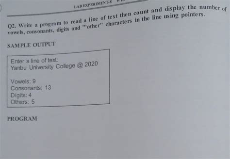 Solved Lab Experiment 8 Q2 Write A Program To Read A Line