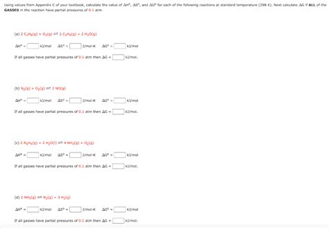 solved using values from appendix c of your textbook