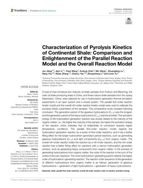 Pdf Characterization Of Pyrolysis Kinetics Of Continental Shale Comparison And Enlightenment