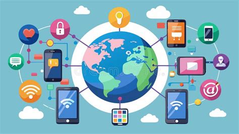 Smartphone Devices Connection Of Digital Data Global Social Network Mobile Internet Technology