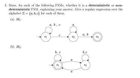 solved 3 state for each of the following fsms whether it