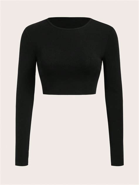 Pin By Marie On My Clothes Black Long Sleeve Crop Top Full Sleeve