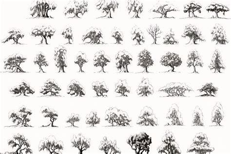 Premium Ai Image Minimal Style Cad Tree Line Drawing Side View Set Of