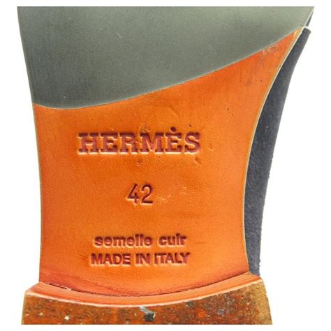 Hermès Hermes Loafers 42 Logo H Signature Blue Suede Suede Loafers Navy