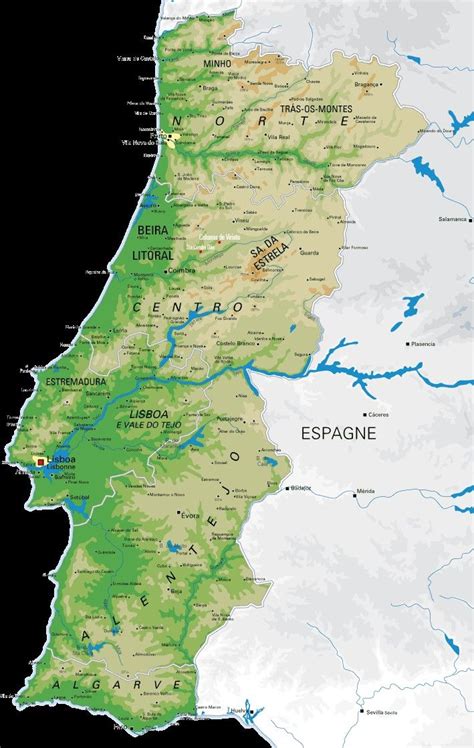 Map Of Portugal Major Rivers Lakes And Montains Artofit