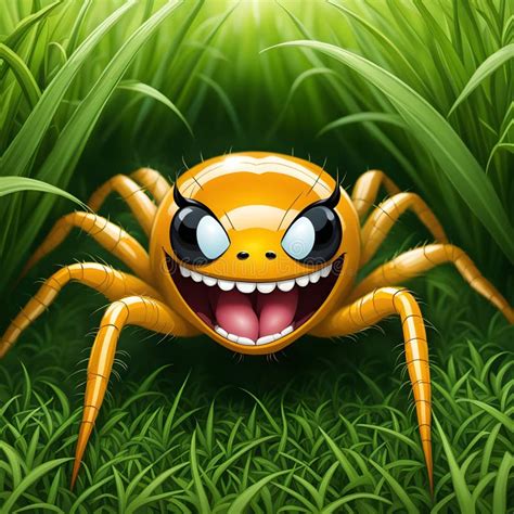 Image Of Cartoon Jumping Spider Smiling Like Human Mouth Feature Stock Illustration