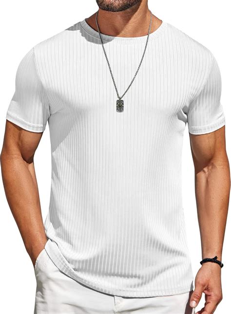 Coofandy White T Shirts For Men Casual Stylish Tshirt Short Sleeve