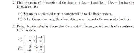 Solved Find The Point Of Intersection Of The Lines Chegg