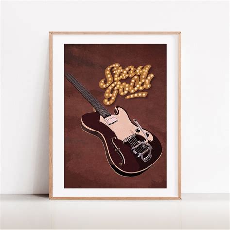 Retro Guıtar Wall Art Rockn Roll Guitar And Vocalist Music Artwork