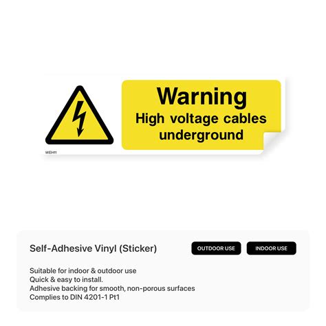 Warning High Voltage Cables Underground Sign Safety Signs And Stickers