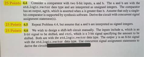 Solved 25 Points 44 Consider A Comparator With Two 8 Bit