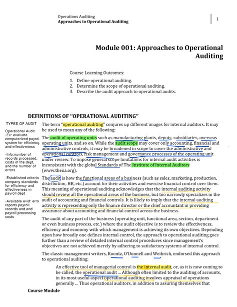 Module 001 Approaches To Operational Auditing Operations Auditing Approaches To Operational