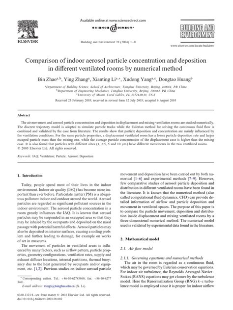 Comparison Of Indoor Aerosol Particle Concentration Pdf