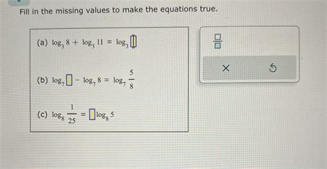 Solved Fill In The Missing Values To Make The Equations