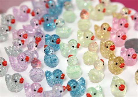 Mini Glitter Ducks 20 Pcs 16mm Tiny Miniature Rubber Ducky With Gl Delish Beads