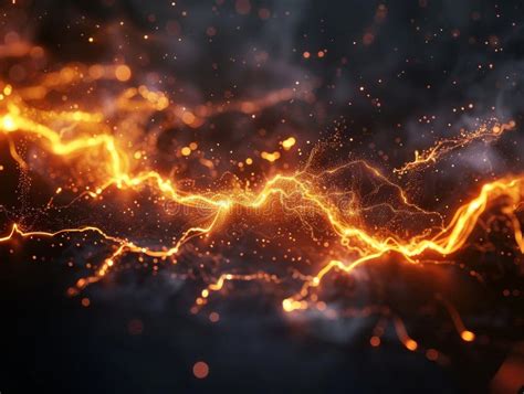 Abstract Golden Energy Flow With Particles Generative Ai Stock Illustration Illustration Of