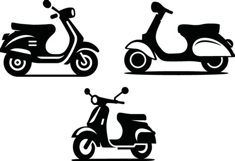 Three Classic Scooter Silhouettes Vintage Design Illustrations 66659932 Vector Art At Vecteezy
