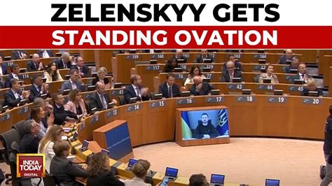 Zelenskyy Gets Standing Ovation Addresses Eu Parliament To Mark Days Of Invasion Of