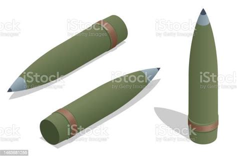 Isometric Ammunition For 155 Mm Howitzer M777 Modern Shells For Heavy