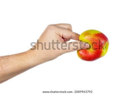 Fresh Apple Squeezed Deformed By Mighty Stock Photo 2089963792