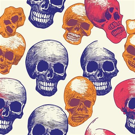 Premium Vector Seamless Colorful Skull Pattern