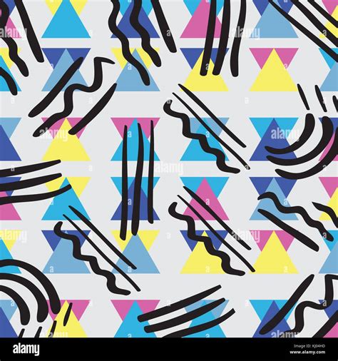 Memphis Style With Color Geometric Design Vector Illustration Stock