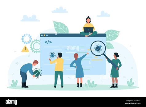 bug report error of software vector illustration cartoon tiny testers