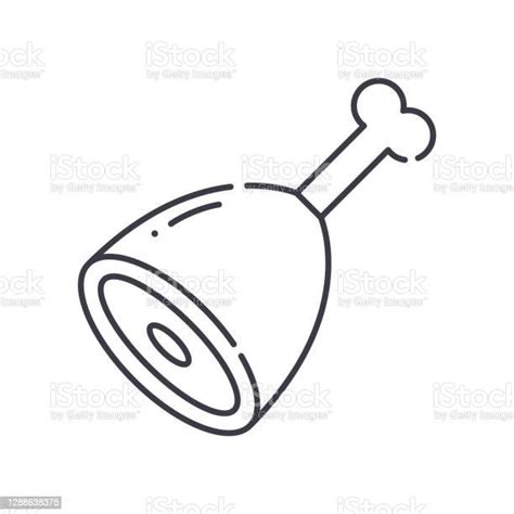Ham 아이콘 선형 격리 된 그림 얇은 선 벡터 웹 디자인 기호 흰색 배경에 편집 가능한 스트로크와 개요 개념 기호 가금류에 대한 스톡 벡터 아트 및 기타 이미지 Istock