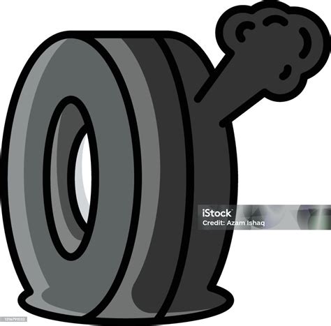 밸브 스템 유출 벡터 컬러 아이콘 디자인 타이어 수리 및 흰색 배경에 자동 상점 장비 타이어 수리 및 수정 스톡 일러스트 에어 누출 타이어 개념 가장자리에 대한 스톡 벡터