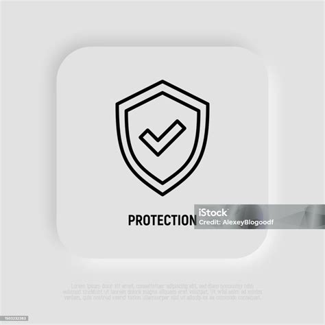 Protection Thin Line Icon Shield With Tick Modern Vector Illustration Stock Illustration