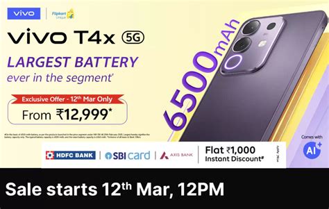 Vivo T4x 5g Launched In India At ₹13999 Featuring 6500mah Battery