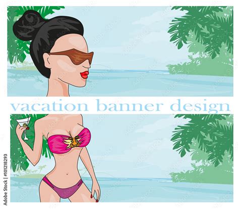 Sexy Beach Girl Banners Stock Illustration Adobe Stock