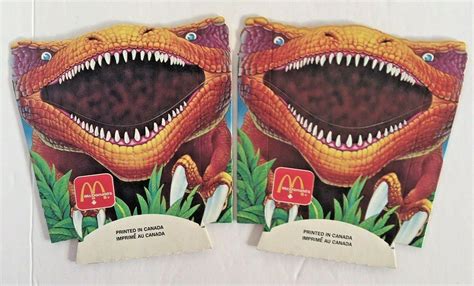 1993 Mcdonalds Jurassic Park Dilophosaur Dinosaur Fry Boxes Canada