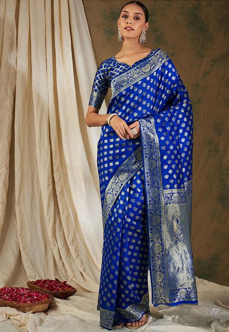 Buy Banarasi Saree In Royal Blue Online Sskt675 Utsav Fashion