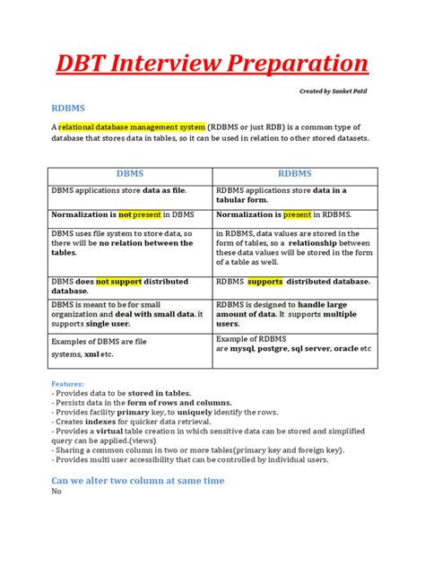 Dbt Interview Prep Pdf Relational Database Database Index