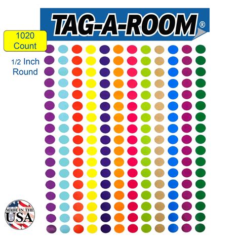 tag a room 1 2 inch round color coding circle dot label stickers 12