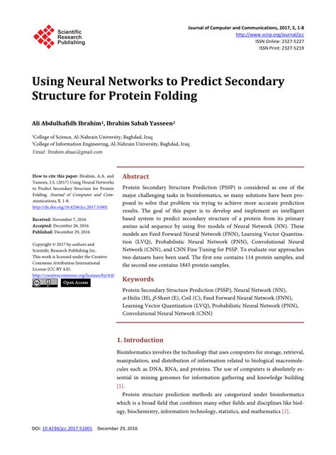 pdf using neural networks to predict secondary structure for protein