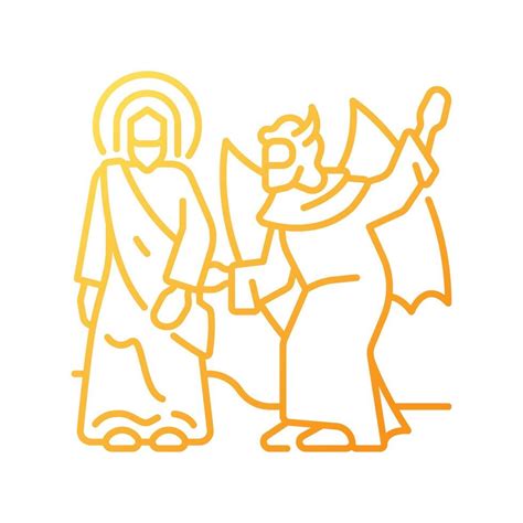 Temptation Of Christ Gradient Linear Vector Icon Jesus And Satan Christ Tempted By Devil
