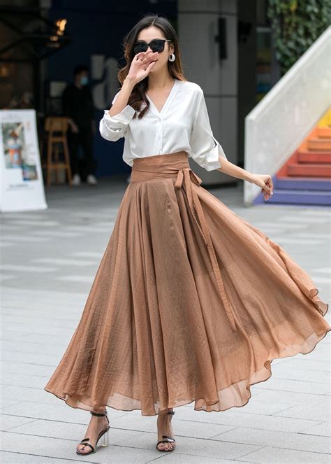 Summer Swing Chiffon Maxi Skirt Circle Long Chiffon Skirt For Women
