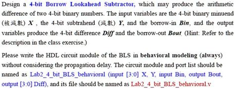 Design A 4 Bit Borrow Lookahead Subtractor Which May Produce The