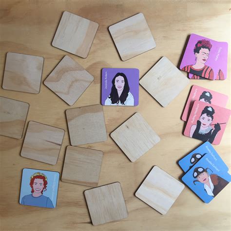 iconic women timber tile memory game coloured shop inside