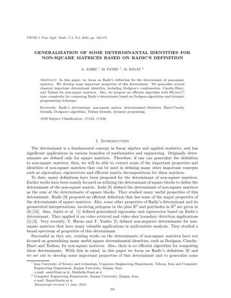 Generalization Of Some Determinantal Identities For