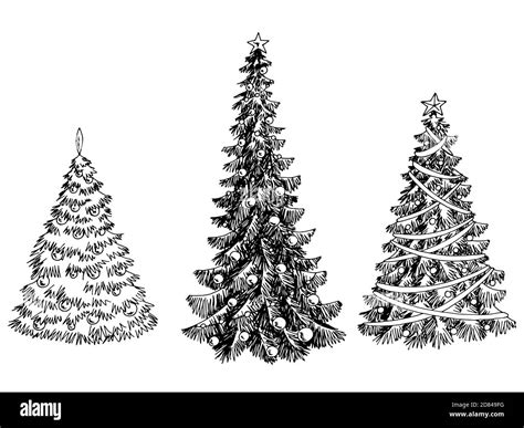 Black And White Christmas Tree Sketch