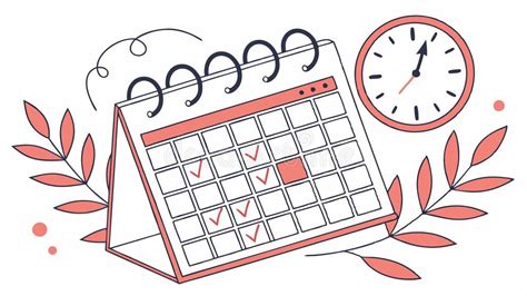 Calendar With Clock Design Time Management Schedule Planning Appointment Reminder Vector