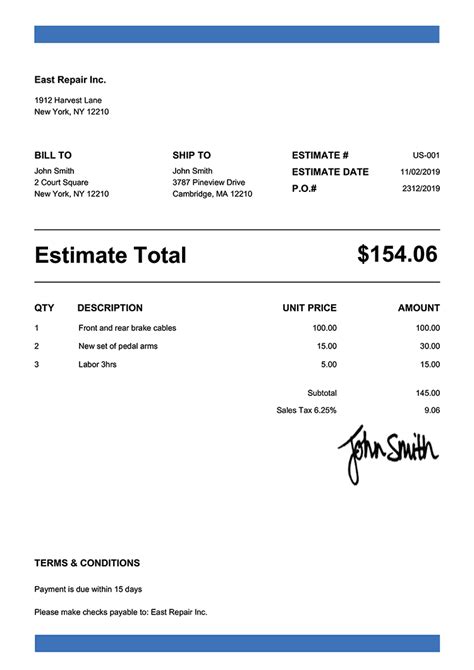 Estimate Templates Generate Free Estimates In Seconds