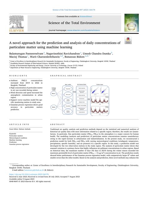 Pdf A Novel Approach For The Prediction And Analysis Of Daily Concentrations Of Particulate